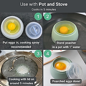 Silicone Egg Poacher Microwave Cooker Eggs Cup Breakfast Sandwich Omelet Maker Kitchen Cooking Tool Fast Eggs Fryer Cooks in 45s Dishwasher Safe Made in Korea