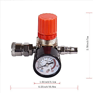 FBANG Air Compressor Pressure Regulator with Dial Indicator, 0-175 PSI Air Gauge for Air Compressor and Air Tools (4-way valve)
