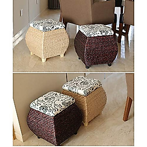 Articles for daily use Rattan Straw Storage Stool, Shoe Changing Stool, Storage Stool wth Cover, Finishing Storage Box, Shoe Ottoman, Sofa, Square Stoolw