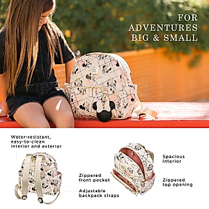 Petunia Pickle Bottom Mini Backpack | Diaper Bag Backpack for Parents | Stylish Bag and Organizer | Compact Backpack for On The Go Moms and Dads | Shimmery Minnie Mouse
