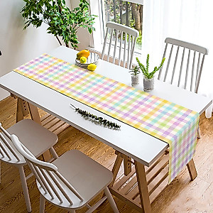 Nepnuser Linen Spring Easter Buffalo Check Plaid Table Runner Rustic Farmhouse Home Dining Room Kitchen Table Decor (13" x 72")