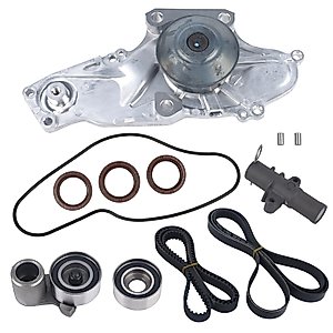 KUSATEC TKH002 Engine Timing Belt Kit with Water Pump Fit for 03-18 Acura MDX RDX RL TL TSX ZDX; Honda Accord Crosstour Odyssey Pilot Ridgeline; Saturn Vue 3.0L 3.5L 3.7L; TCKWP329 19200-RDV-J01