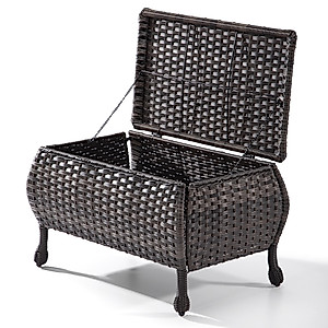 Joyside Outdoor Wicker Coffee Table - Patio PE Rattan Coffee Table with Storage Room Suitable for Garden Patio Deck Porch, Brown