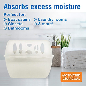 Refillable Moisture Absorbers Dehumidifier Bucket with Refill Bag Pack to Control & Get Rid of Water, Humidity, Odors & Damp Air | Tub for Basement Closet Home Boat RV Car or Unscented Fragrance Free