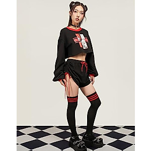 Winx Club Women's Dark Bloom Long-sleeves Blouser and Shorts Loungewear Two-Piece Pajamas Set Sleepwear (Large) Black