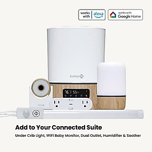 Safety 1st Connected Smart Humidifier — 1 Gallon (3.8L) Tank Size, Cool Mist Humidifier with Hygrometer and Nightlight, and Whisper Quiet for Baby Bedroom, Nursery, iOS and Android Compatible
