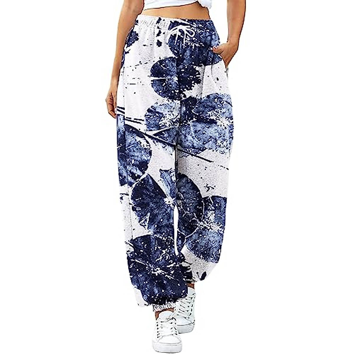 HCNTES Wide Leg Sweatpants Women Black Sweatpants Women Sweatpants Women Baggy Cinch Bottom Drawstring Elastic Waist Pants Athletic Yoga Joggers Lounge Trousers with Pockets