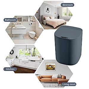XMHSSFF Sensor Trash Can Automatic Trash Can Garbage Can 16L,Touchless Rubbish Box with Auto Seal Lid for Office Bedroom Washroom Indoor Small Trash Can, White