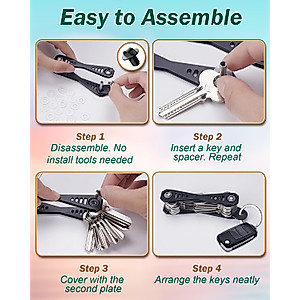 Key Organizer Holder Stocking Gifts - Christmas Gift Ideas Stuffers for Men Women Dad Mom Grandpa Husband Adults Male - 15 Keys Compact Minimalist Smart Keychain Case Tool Car Garage Gadgets