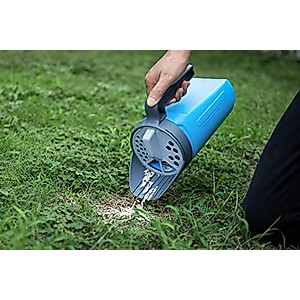 TIPU Hand Spreader Shaker, Handheld Spreader for Grass Seed, Fertilizer & Earth Food, Snow Salt, Ice and Snow Melt - Multiple Adjustable Opening Sizes for All Purpose- Up to 80 Oz