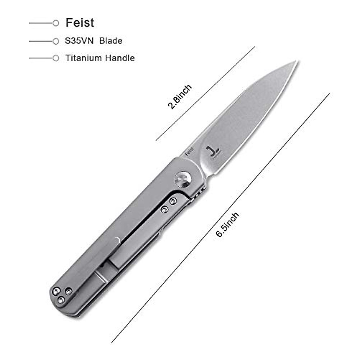 Kizer Cutlery Folding Pocket Knife Front Flipper Drop Point Blade Titanium Handles Tactical Knife, Justin Lundquist Feist Ki3499