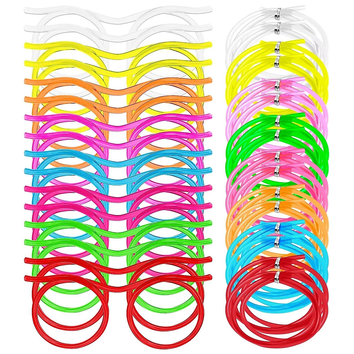 Fun Silly Straw Glasses for Parties | 16 Color Pack for All Ages