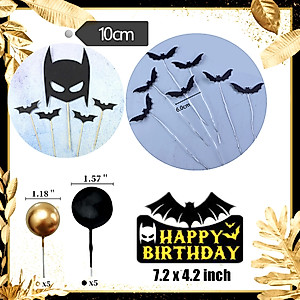 GallaRato Superhero Bat Birthday Cake Topper Man Boy Happy Birthday Cake Decorations for Bat Hero Themed birthday Party Supplies Bat Birthday Decor