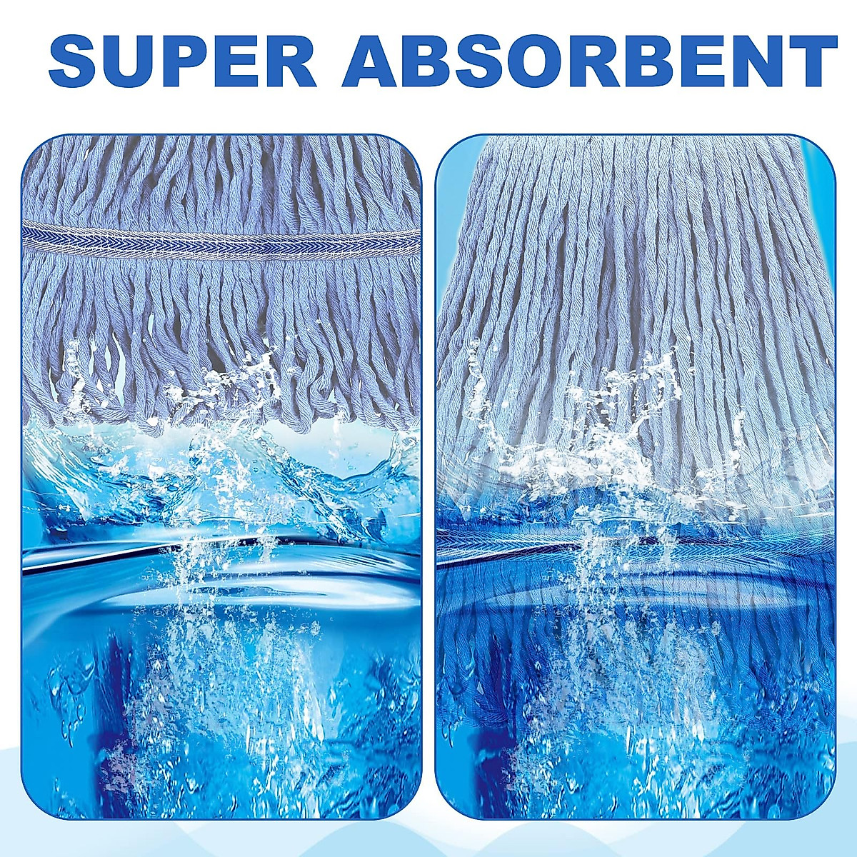 3Packs Mop Head Replacement Heavy Duty Commercial Mop Head Replacement, Reusable Mop Head Refills-Replacement Mop Heads Mop Head Replacement for Home, Highly Absorbent,Industrial and Commercial Use