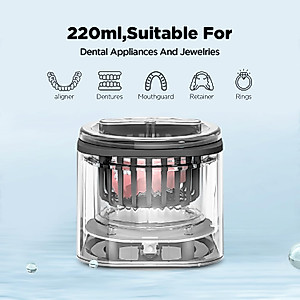 Kaitse Ultrasonic Retainer Cleaner for Denture: Ultra Sonic Dental Cleaning - Mouth Guard Cleaner for Aligner at Home in The Bathroom 25W 220ML (BLACK)