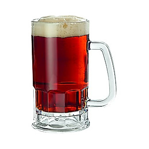 G.E.T. 00084-1-SAN-CL-EC Shatter-Resistant Plastic Beer Mug - Stein, 12 Ounce, BPA Free (Set of 12)