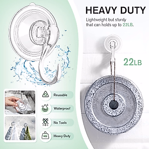 VIS'V Wreath Hanger, Large Clear Heavy Duty Suction Cup Wreath Hooks with Wipes 22 LB Removable Strong Window Glass Door Suction Cup Wreath Holder for Halloween Christmas Wreath Decorations - 2 Pcs