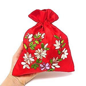 Honbay 2PCS 18x22cm/7.1x8.7inch Drawstring Gift Bags Brocade Silk Jewelry Pouches