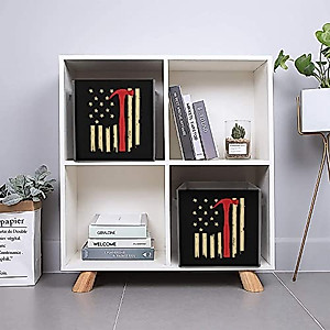 American Carpenter Flag Collapsible Storage Bins Cubes Organizer Trendy Fabric Storage Boxes Inserts Cube Drawers 11 Inch