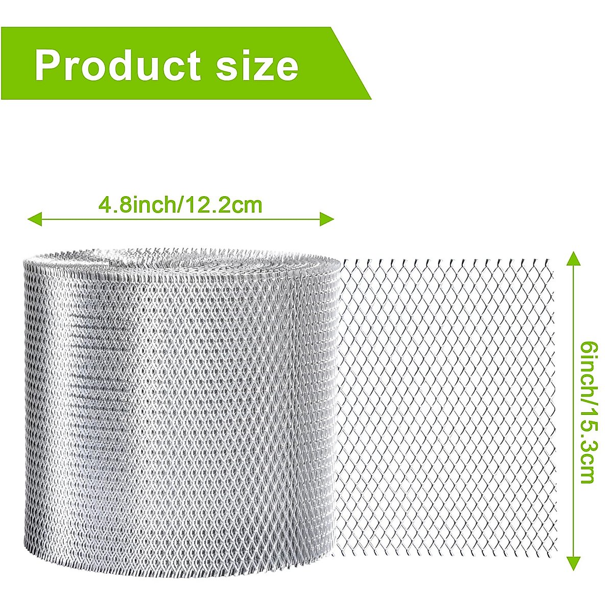 Evcitn Metal 6”x 40Ft Gutter Guard Mesh Roll,DIY Leaf Protection Cover Netting with 50 Fixed Cable Tie,Ideal for Preventing Leaves,Twigs and Debris from Clogging Gutters