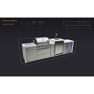 Mont Alpi MAi400-DKEGFC 32-Inch Deluxe 4-Burner 78000 BTU Deluxe Stainless Steel Island Outdoor Kitchen Gas Barbecue Grill w/Wine Cooler Beverage Center Refrigerator & 3 Beer Tap Kegerator Dispenser