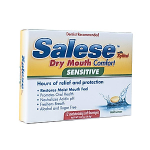 Salese Sensitive Dry Mouth Relief, Xylitol, Time Release, Oral Health Lozenges, Mild Lemon Flavor