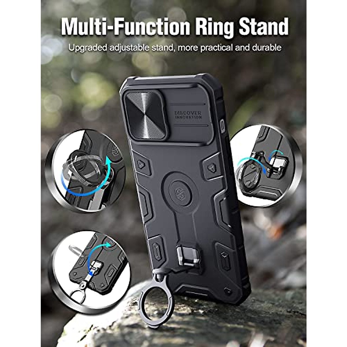 Nillkin [2022 Upgraded] iPhone 13 Pro Max Case [Compatible with MagSafe] [Slide Camera Cover] [Multifunctional Kickstand] Heavy Duty Protection Armor Case for iPhone 13 Pro Max 6.7'' Blue