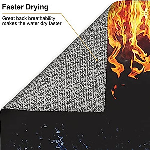 Ice Fire Printed Drying Mat For Kitchen Ultra Absorbent Microfiber Dishes Drainer Mats Non-Slip Silicone Quick Dry Pad - 18 X 16inch