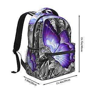 OGNOT Purple Butterfly Backpack For School,Large Travel Backpack,Lightweight School Bag College Laptop Backpack For Men Women