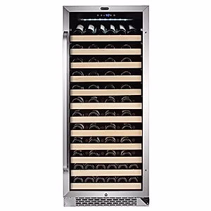 Whynter BWR-1002SD 100 Built-in or Freestanding Stainless Steel Compressor Large Capacity Wine Refrigerator Rack for Open Bottles and LED Display, Black-100, Black