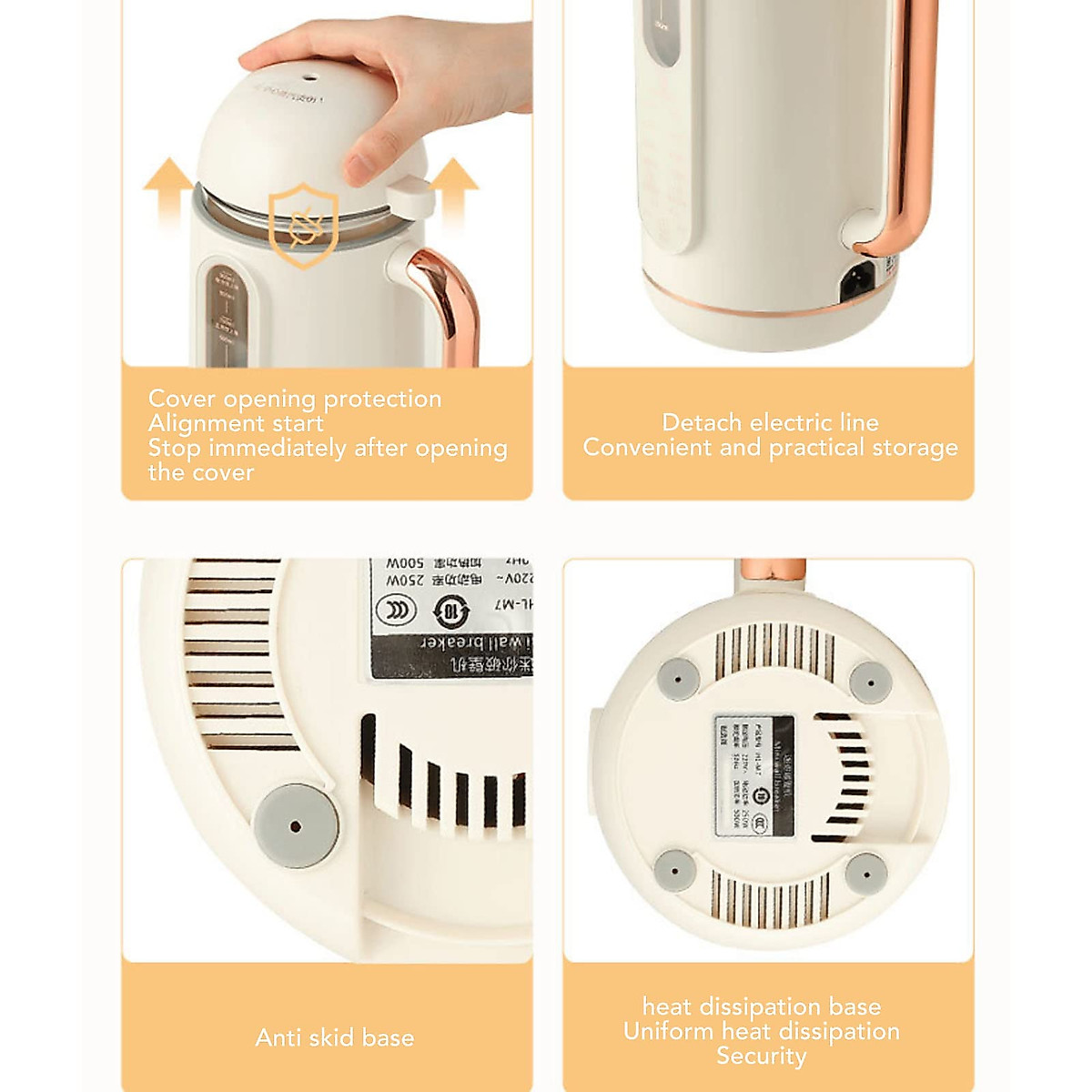 Yctze Soy Milk Maker, Soy Milk Maker Automatic High Speed Blender Creamy White Multifunctional Nut Milk Maker for Home Restaurant US Plug 110V