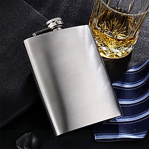 GENNISSY Silver 18/8 Stainless Steel 12OZ Hip Flask - Flasks for Liquor with Funnel Drinking Vessels