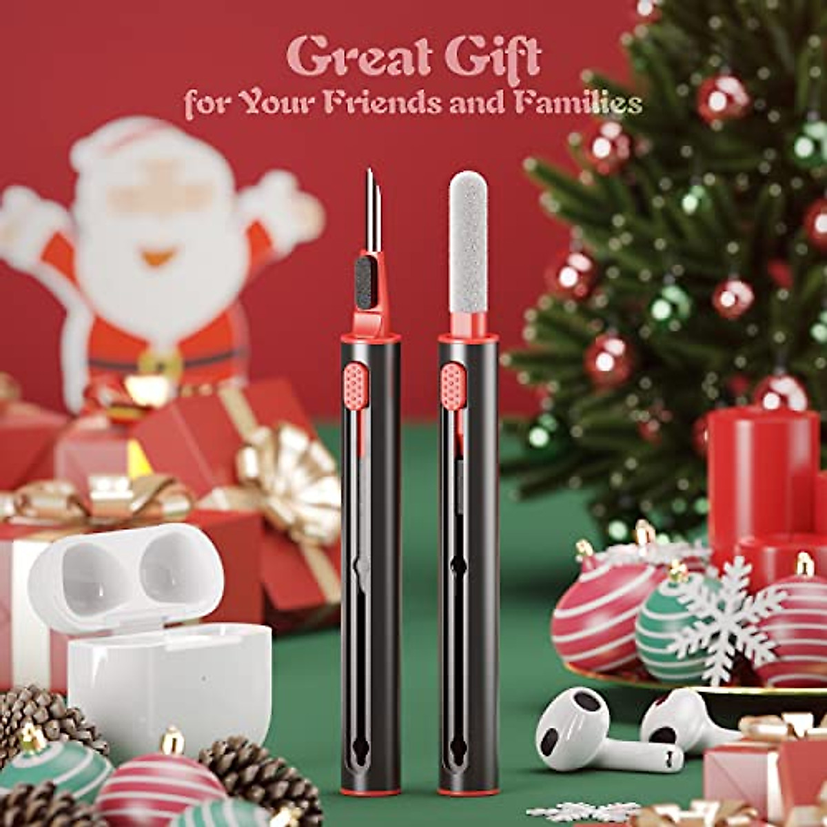 Cleaner Kit for Airpods Pro 1 2 3 Multi-Function Cleaning Pen with Soft Brush Flocking Sponge for Bluetooth Earphones Case Cleaning Tools Black