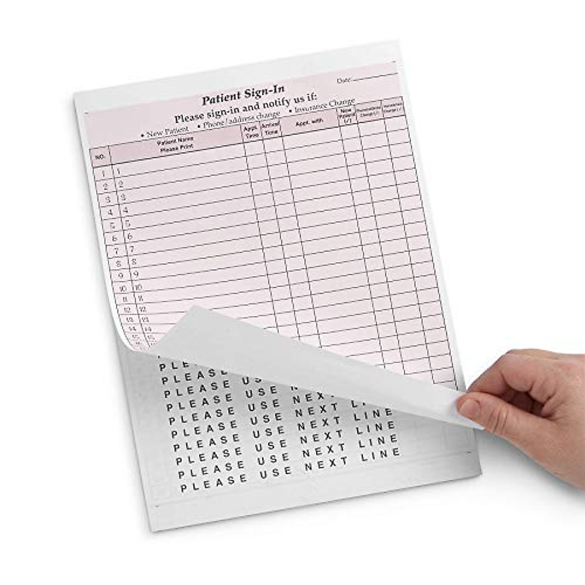 Blue Summit Supplies 125 Patient Sign in Sheets, Carbonless 3 Part Forms with Peel Away Adhesive Labels, HIPAA Compliant for Privacy in Doctor, Medical, Dental Office, Burgundy, 125 Pack