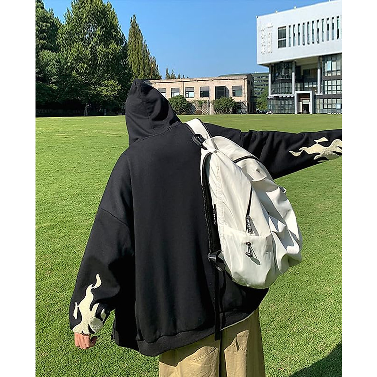 Gnoved Y2K Hoodie Thick Women Men Cross Aesthetic ZIp Up Sweatshirt Long Sleeve Jacket Fashion Streetwear Clothes.(Black1-L)