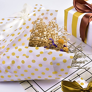 Ueerdand 105 Sheets Gold Tissue Paper, Christmas Metallic Gift Wrapping Paper Bulk for New Year Gift Bags, Birthday, Graduation, DIY Shipping Crafts, 20 Inch x 12 Inch