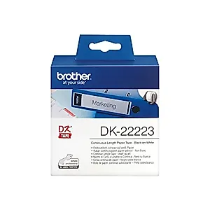 Brother DK-22223 Label Roll, Continuous Length Paper, Black on White, Single Label Roll, 50 mm (W) x 30.48M (L), Brother Genuine Supplies
