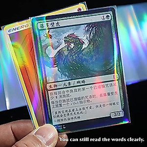 Black Lotus 100CT Double Side Foil Gemstone Rainbow Laser Flashing Card Sleeves Trading Cards Shield Magic Card Protector Holographic Flashing Protective Idol Cover (Rainbow 65x90mm)