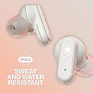 Skullcandy Dime 3 In-Ear Wireless Earbuds, 20 Hr Battery, Microphone, Works with iPhone Android and Bluetooth Devices - Bone/Orange Glow