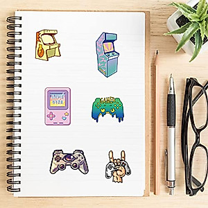 60pcs Color Gaming Stickers for Teen Water Bottle,Cool Cartoon Trendy Gamepad Stickers Fun Aesthetic Waterproof Vinyl Decals for Laptop Bumper Luggage Skateboard Guitar