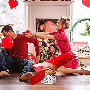 GS Valentines Plastic Tubs with Scallop Lids, Round Food Container for Cookies Candies Gift Canister & Party Favor Home Kitchen Valentines Day Decoration Set of 2 with HFW Bonus Gift (Designs Vary)