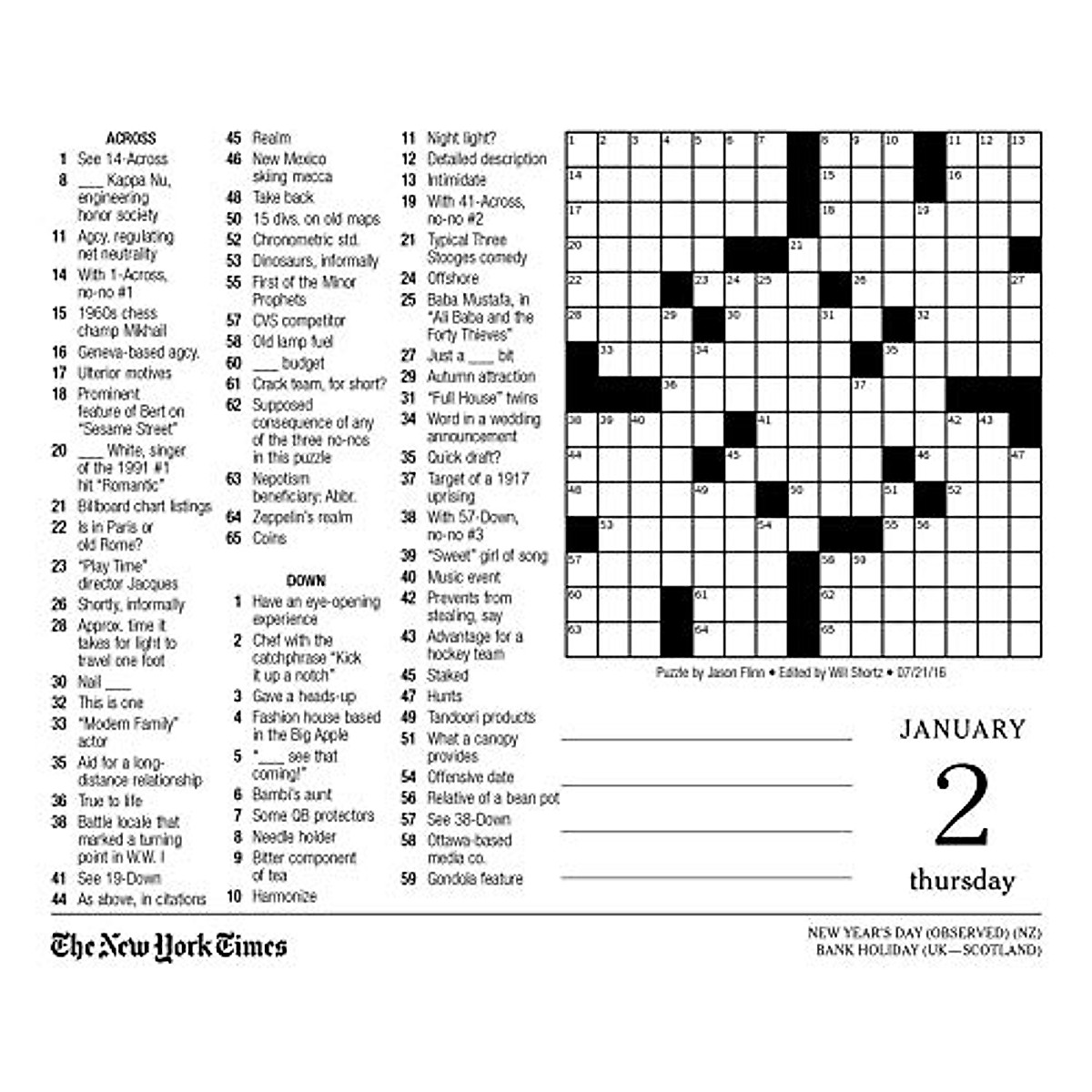 The New York Times Crossword Puzzles 2020 Day-to-Day Calendar