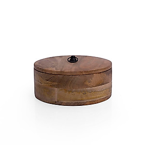 Handcrafted Wooden Mexican Tortilla Warmer Basket Chapati Roti Bread Holder Box Pancake Keeper Serveware Hot Pot Casserole Dish With Lid Home Kitchen Dining Decor, Natural Brown, 9 x 3.5 Inches