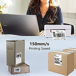 Bluetooth Thermal Label Printer USB 4×6 Shipping Label Printers Free Label Holder for Small Business Printer without ink or ribbon Support Windows, Android, iOS Used for Ebay,Amazon,Shopify,Etsy