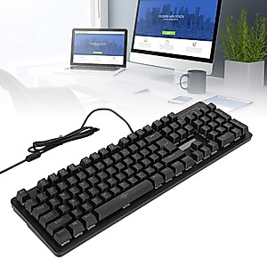 Keyboard, Backlight Illuminated Plug and Play Gaming Keyboard, Desktop USB 104 Keys for Computer Laptop(Black (104 Key Green Shaft))