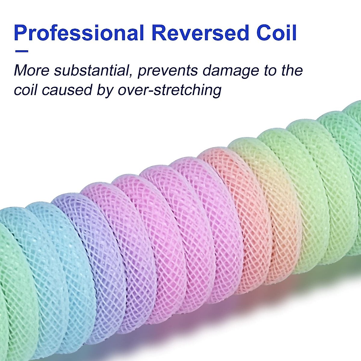 UCINNOVATE Coiled Keyboard Cable, Pro Custom Coiled USB C Cable for Gaming Keyboard, Double-Sleeved Mechanical Keyboard Cable with Detachable Metal Aviator, 1.8M USB-C to USB-A (Rainbow)