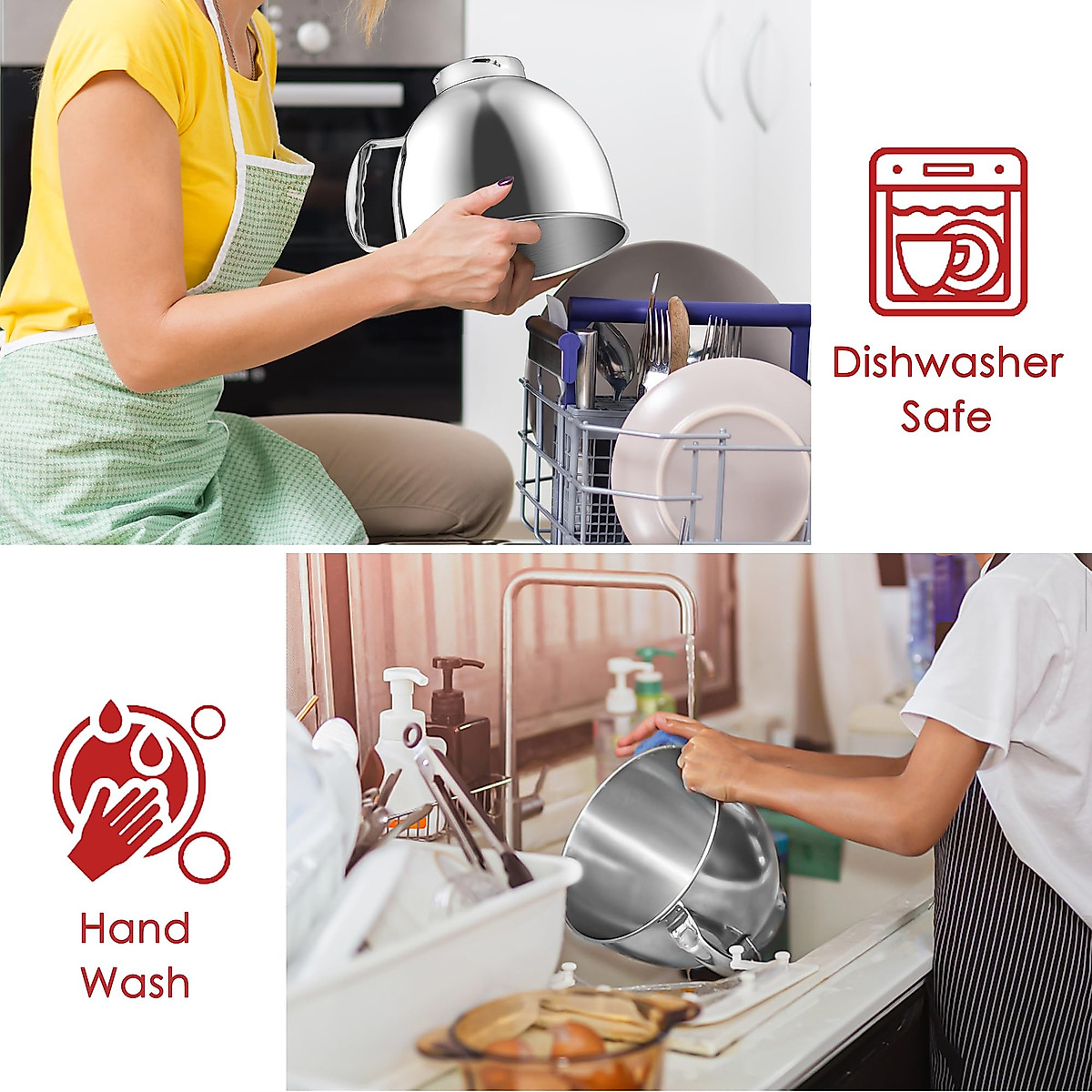 Stainless Steel Mixer Bowl for KitchenAid 4.5 Quart / 5 Quart Tilt-Head Stand Mixers, KSM150 Stainless Steel Mixer Bowl Replacement, 4.5QT/5QT Bowl for KitchenAid Mixer, Silver