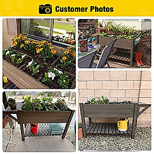 Aivituvin 52.7x22x30in Raised Garden Bed, Elevated Wood Planter Box Stand for Outdoor Gardening, Liner Included, 230lbs Capacity