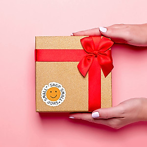 Littlefa 1.5” Shop Small with Smiling Face Design Stickers,Thank You Stickers,Bakeries Stickers,Handmade Stickers,Small Business Stickers, Envelopes Stickers, Gift Bags Packaging 500 PCS