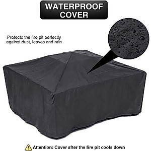 Anraja Fire Pit 32'' Wood Burning Firepit Metal Square Outdoor Fire Tables Steel BBQ Grill Fire Pit Bowl with Spark Screen Cover, Poker Log Grate for Patio Bonfire Camping Backyard Garden Picnic